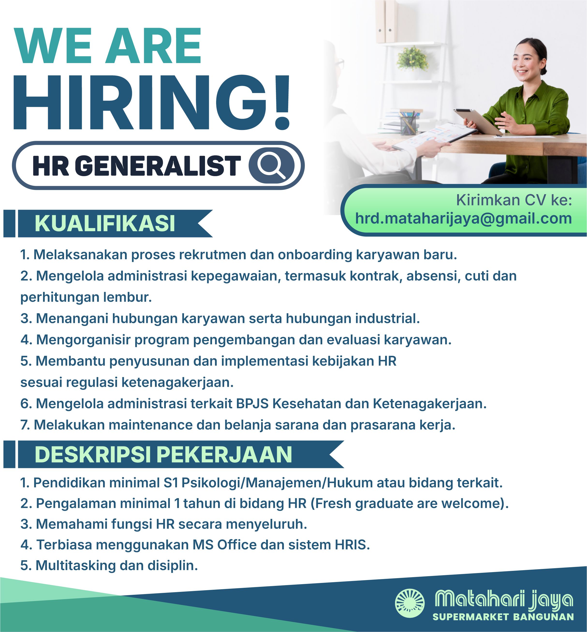 Lowongan Kerja HR Generalist di PT. Matahari Indah Sejahtera - LokerJogja.ID