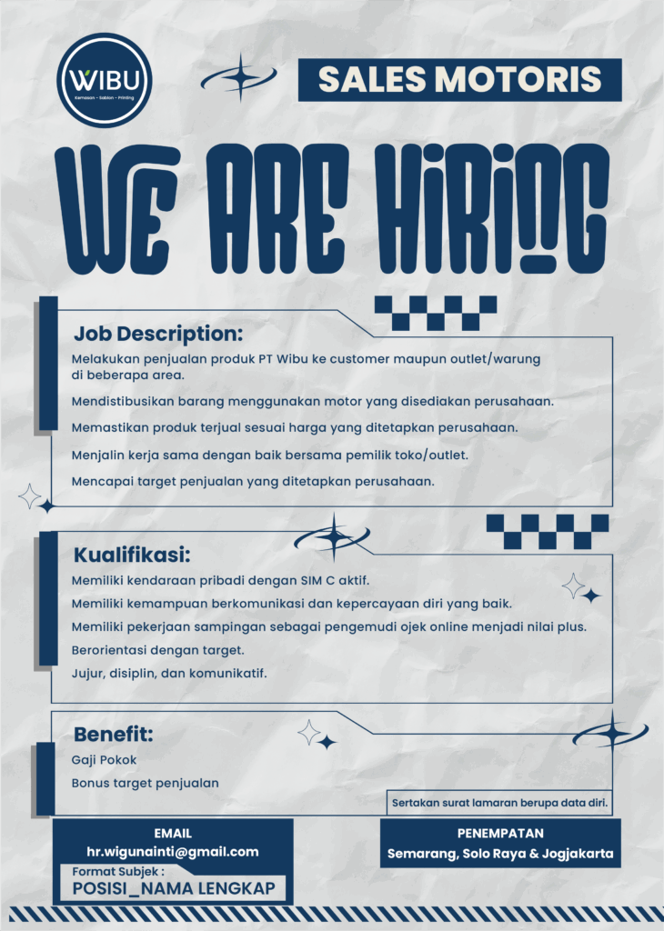Lowongan Kerja Sales Motoris di PT. Wiguna Inti Batara Utama (Wibu ...