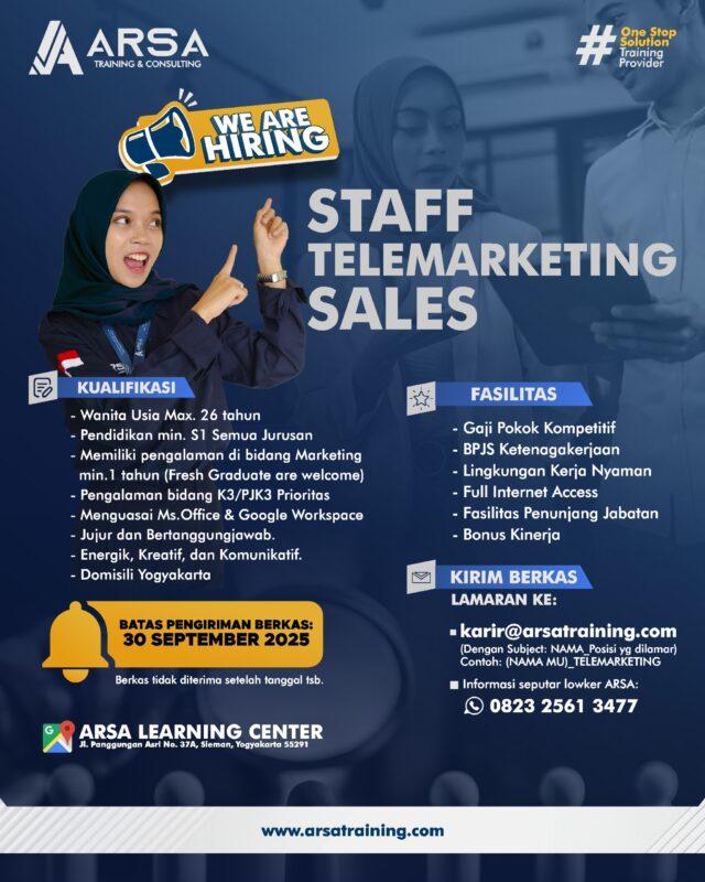 Lowongan Kerja Staff Telemarketing Sales di PT. Arsa Jaya Prima (Arsa ...