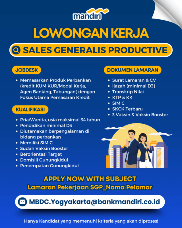 Lowongan Kerja Sales Generalis di PT. Bank Mandiri (Persero) Tbk ...