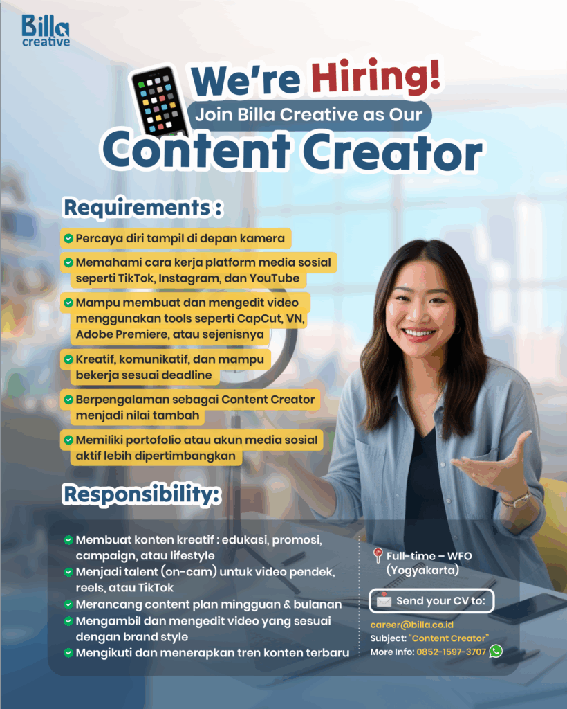 Lowongan Kerja Content Creator - Copywriter di PT. Billa Corp Indonesia ...