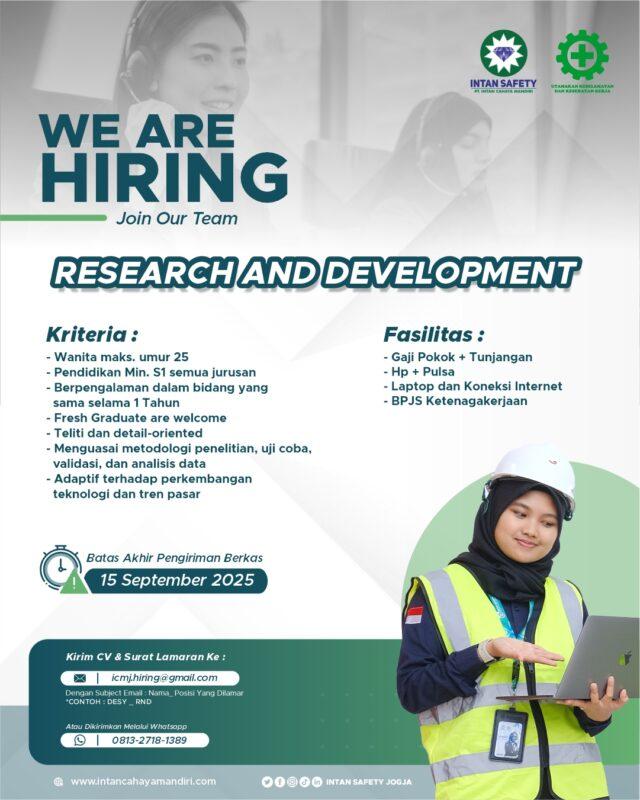 Lowongan Kerja Research and Development di PT. Intan Cahaya Mandiri - LokerJogja.ID