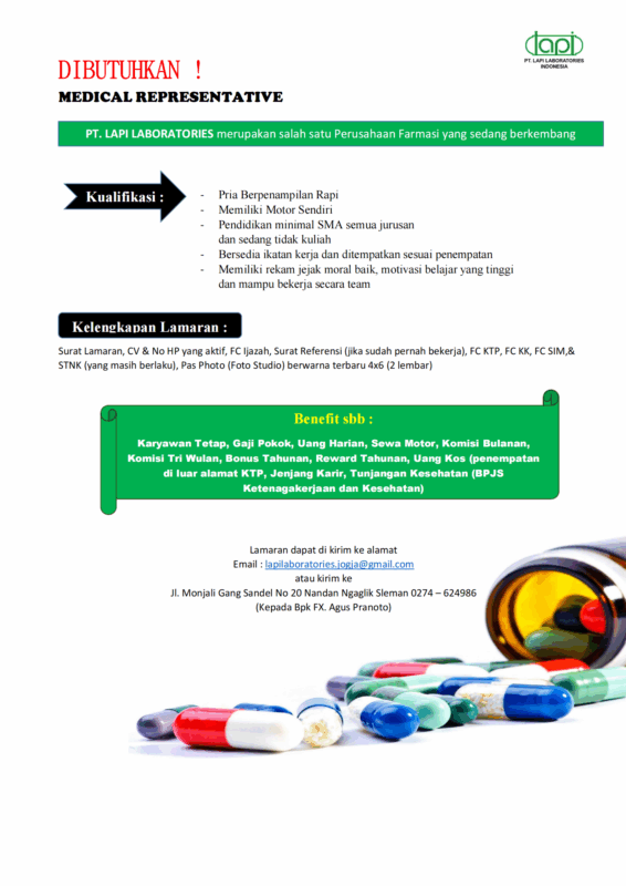 Lowongan Kerja Medical Representative di PT. Lapi Laboratories ...