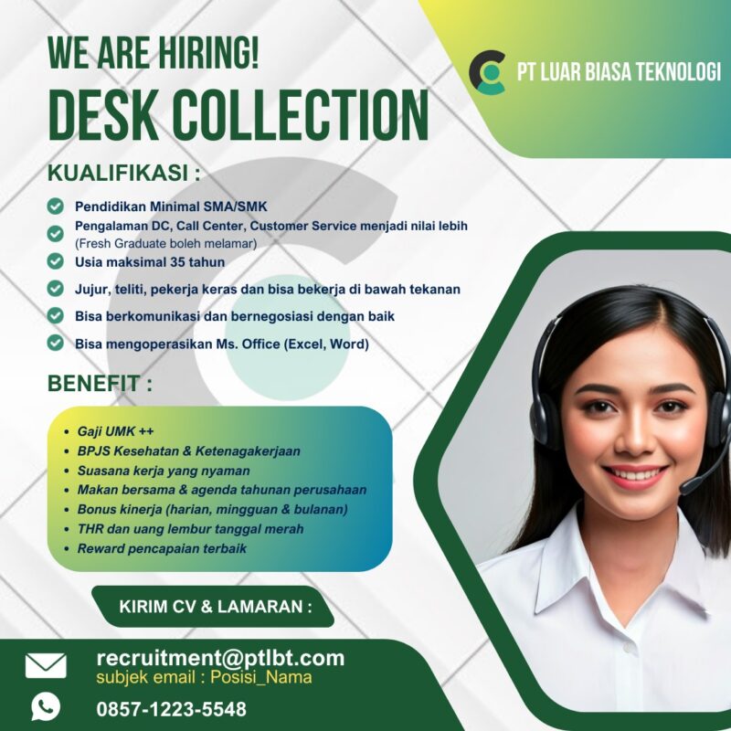 Lowongan Kerja Desk Collection di PT. Luar Biasa Teknologi - LokerJogja.ID