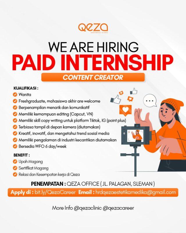 Lowongan Kerja Paid Internship Content Creator di PT. Qeza Estetika ...