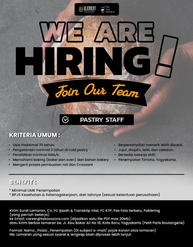 Lowongan Kerja Pastry Staff - Barista - Kasir di PT. Roti Kehidupan Indonesia - LokerJogja.ID