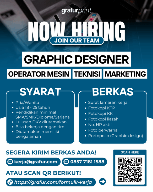Lowongan Kerja Graphic Designer - Operator Mesin - Teknisi - Marketing ...