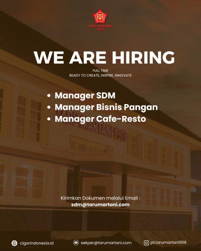 Lowongan Kerja Manager SDM - Manager Bisnis Pangan - Manager Cafe ...