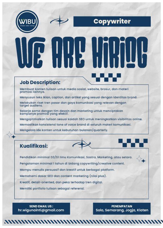 Lowongan Kerja Copywriter di PT. Wiguna Inti Batara Utama (Wibu ...
