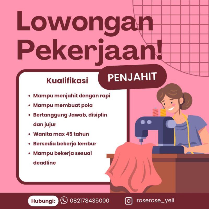 Lowongan Kerja Penjahit di Roserose - LokerJogja.ID