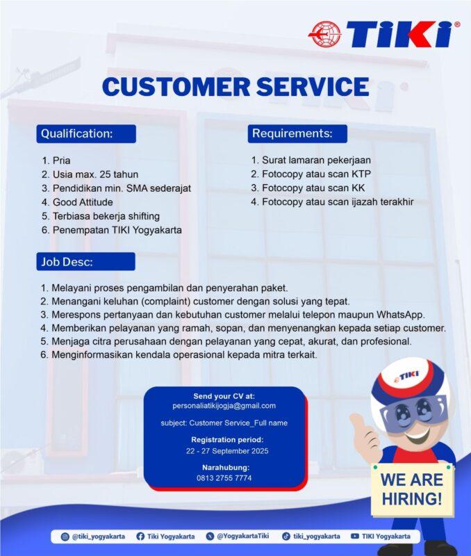 Lowongan Kerja Customer Service di Tiki Yogyakarta (PT. Abadi Express) - LokerJogja.ID
