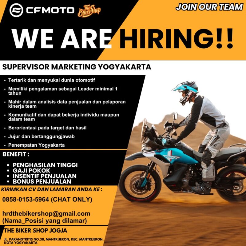 Lowongan Kerja Supervisor Marketing Yogyakarta - Marketing Officer Yogyakarta di The Biker Shop ...