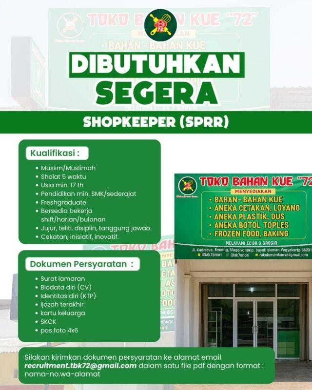 Lowongan Kerja Shopkeeper di Toko Bahan Kue 72 - LokerJogja.ID