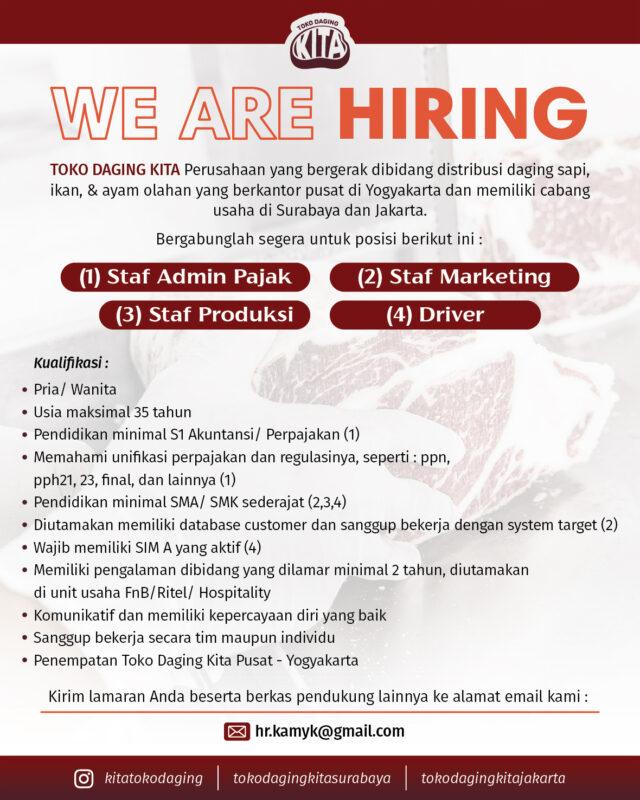 Lowongan Kerja Staf Admin Pajak - Staf Marketing - Staf Produksi - Driver di PT. Kita Anugerah ...