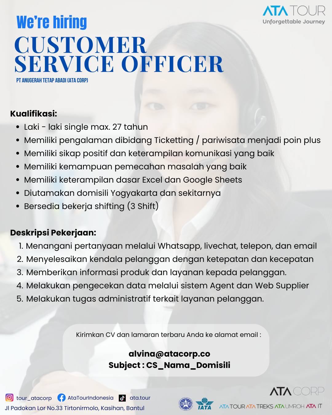 Lowongan Kerja Customer Service di PT. Anugerah Tetap Abadi (ATA Corp ...