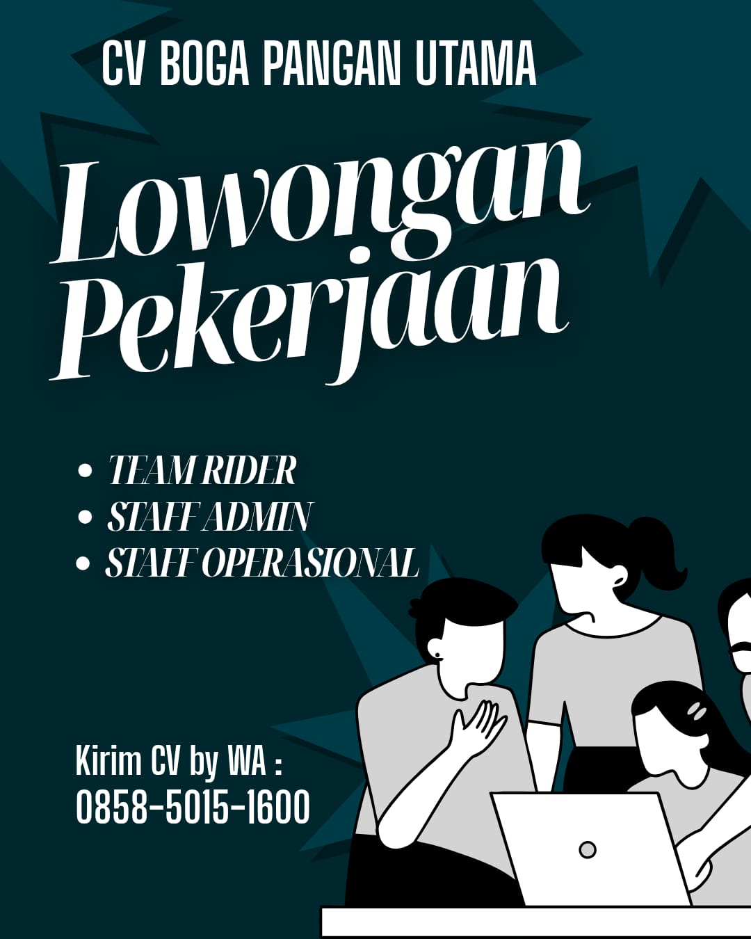 Lowongan Kerja Team Rider - Staff Admin - Staff Operasional di CV. Boga ...