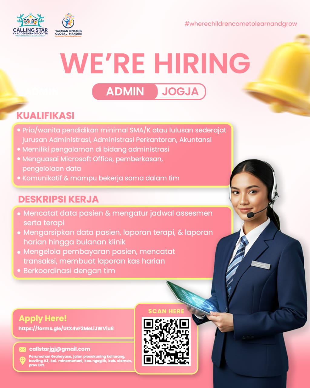 Lowongan Kerja Admin - Finance di Calling Star Child Development Center ...