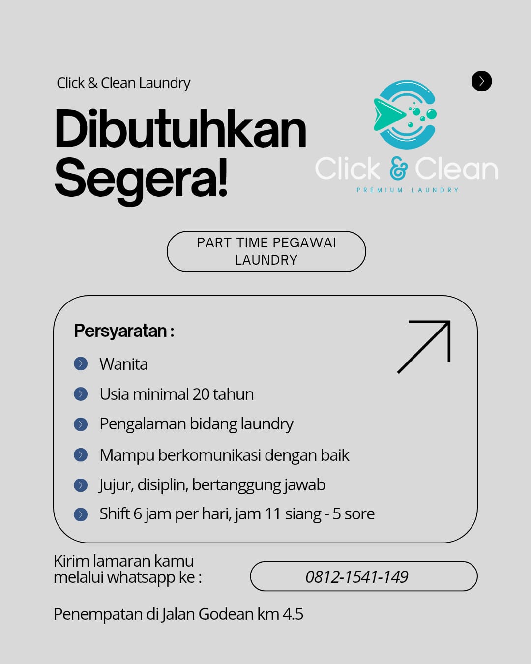 Lowongan Kerja Part Time Pegawai Laundry di Click & Clean Laundry ...