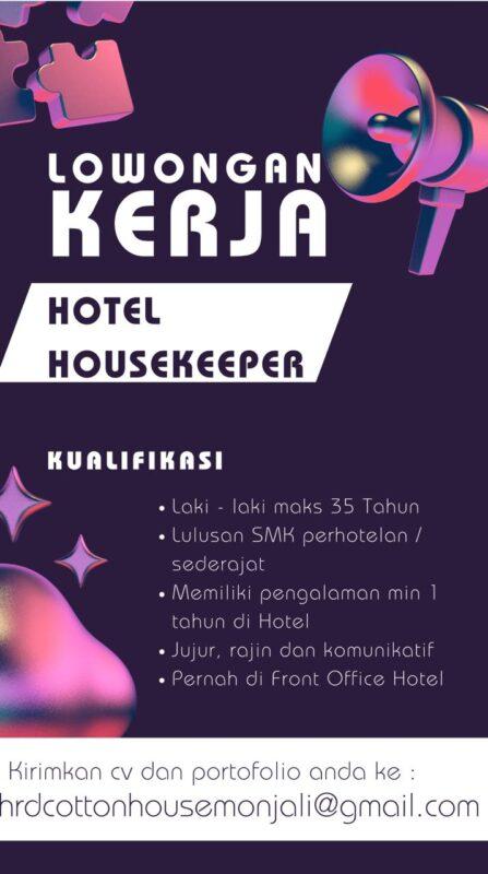 Lowongan Kerja Housekeeper di Cotton House Monjali - LokerJogja.ID