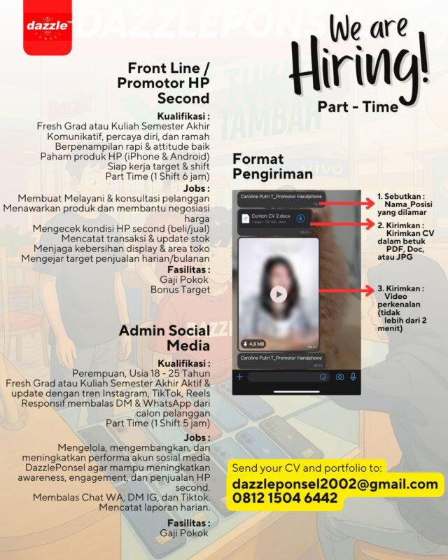 Lowongan Kerja Part Time Front Line / Promotor HP Second - Part Time Admin Sosial Media di ...