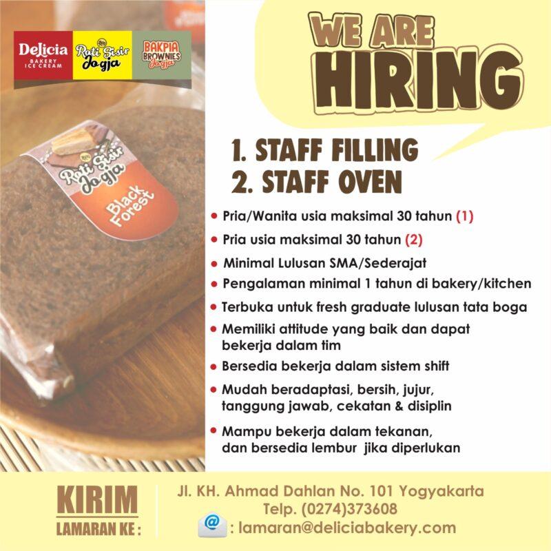 Lowongan Kerja Staff Filling - Staff Oven di Delicia Bakery - LokerJogja.ID