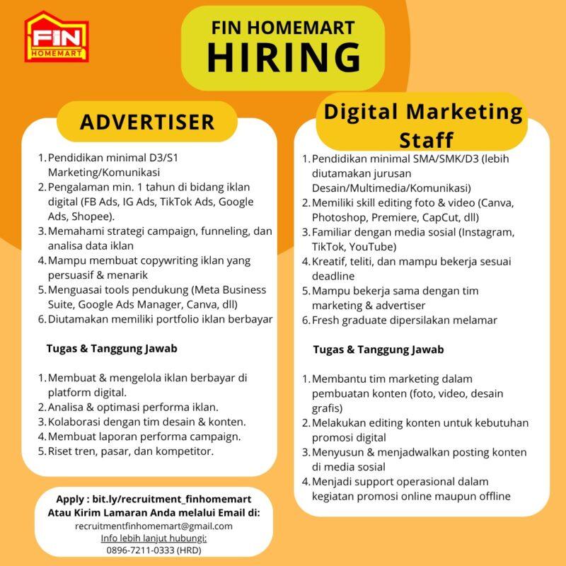 Lowongan Kerja Advertiser - Digital Marketing di Fin Homemart ...