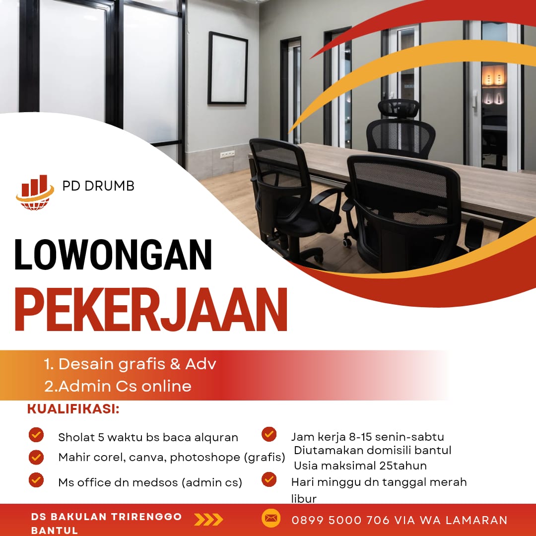 Lowongan Kerja Desain Grafis & Adv - Admin CS Online di PD Drumb ...