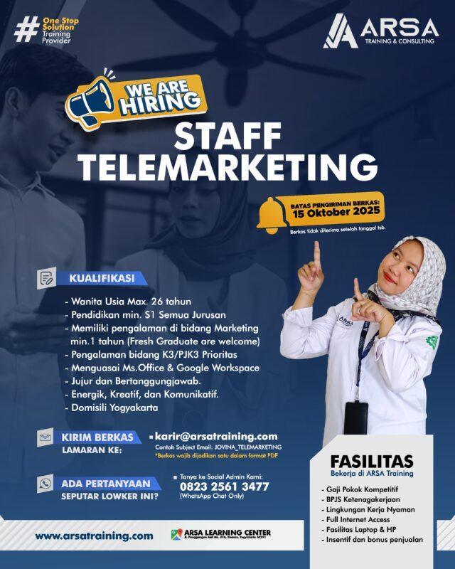 Lowongan Kerja Staff Telemarketing di PT. Arsa Jaya Prima (Arsa ...