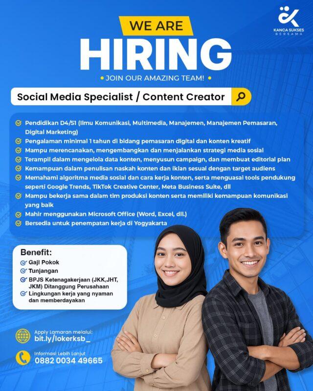 Lowongan Kerja Sosial Media Spesialis/Content Creator di PT. Kanca Sukses Bersama (KSB ...