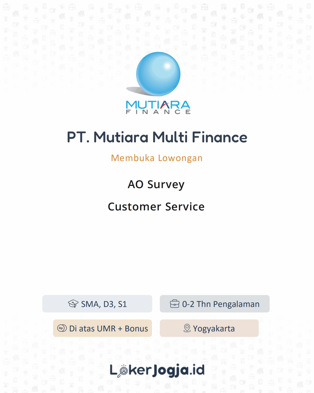 Lowongan Kerja AO Survey - Customer Service di PT. Mutiara Multi ...