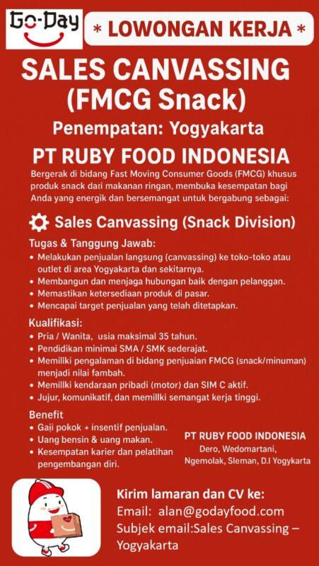 Lowongan Kerja Sales Taking Order di PT. Ruby Food Indonesia ...