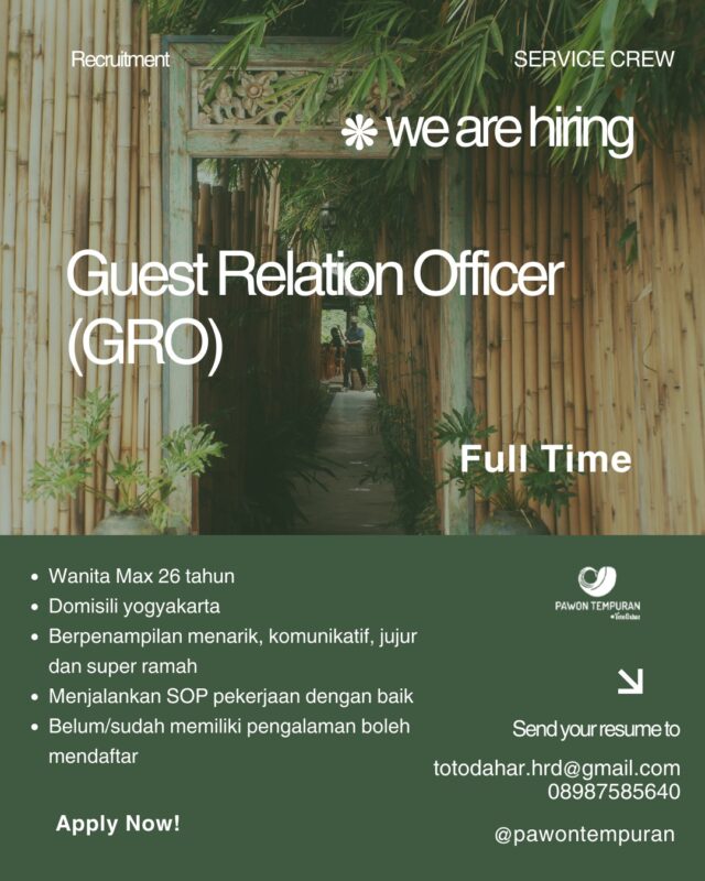 Lowongan Kerja Guest Relation Officer (GRO) - Cook - Server - Steward ...