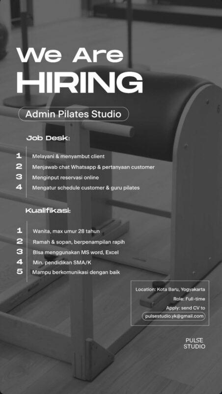 Lowongan Kerja Admin Pulse Studio di Pulse Studio - LokerJogja.ID