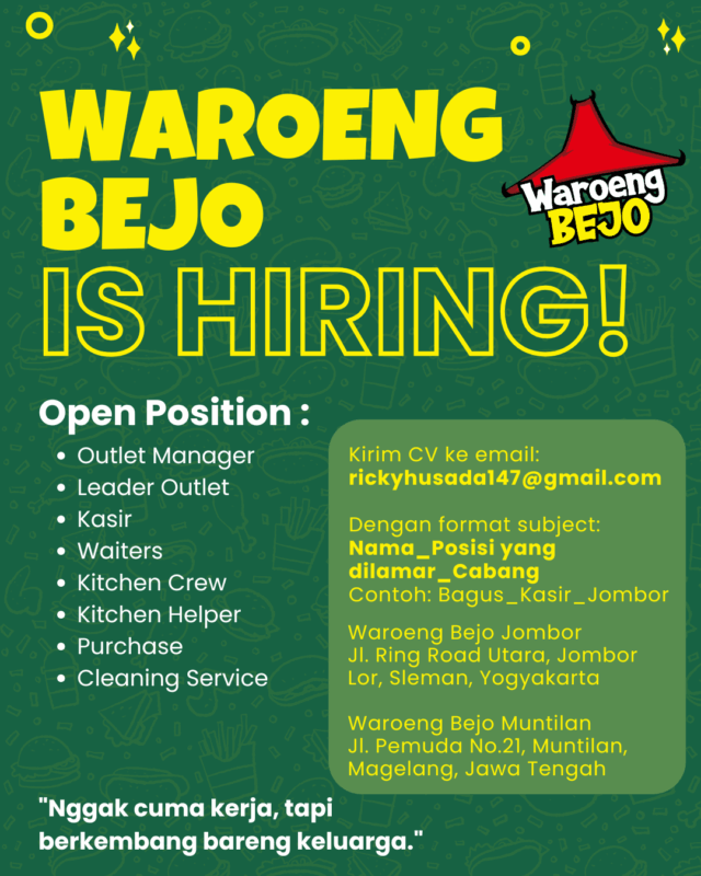 Lowongan Kerja Outlet Manager - Leader Outlet - Kasir - Waiters ...