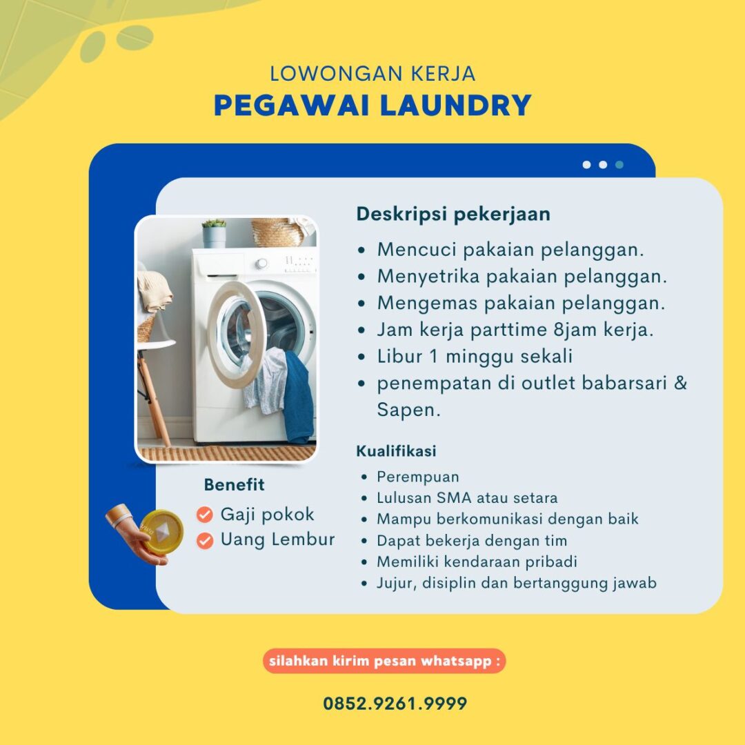 Lowongan Kerja Pegawai Laundry - Delivery Laundry di By Wash Laundry ...
