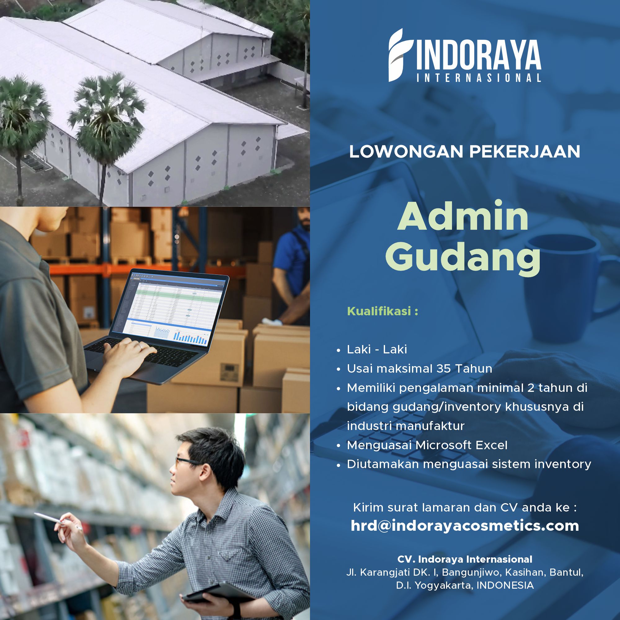 Lowongan Kerja Admin Gudang di CV. Indoraya Internasional - LokerJogja.ID