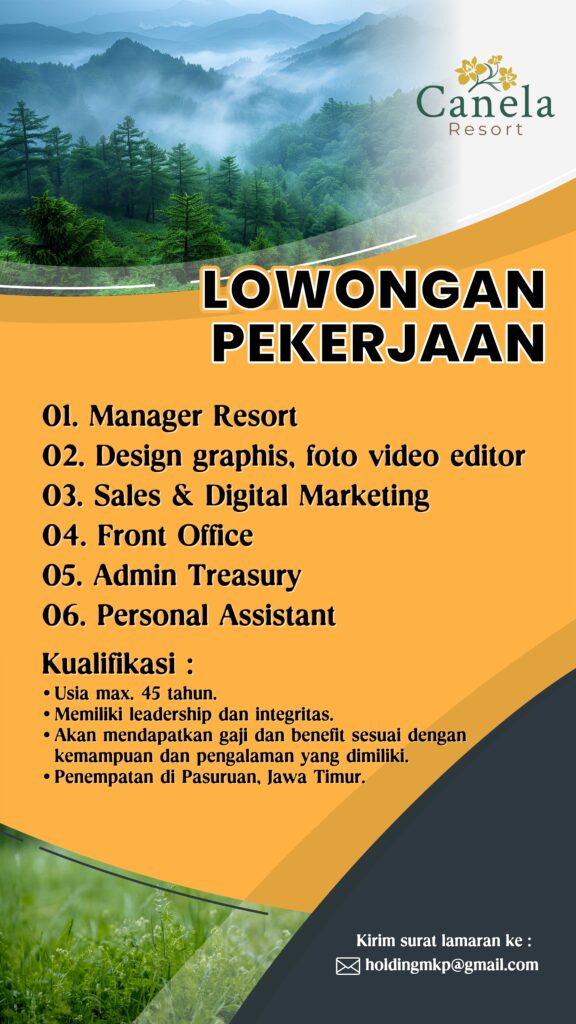 Lowongan Kerja Resort Manager - Graphic Designer, Photo & Video Editor - Sales & Digital ...
