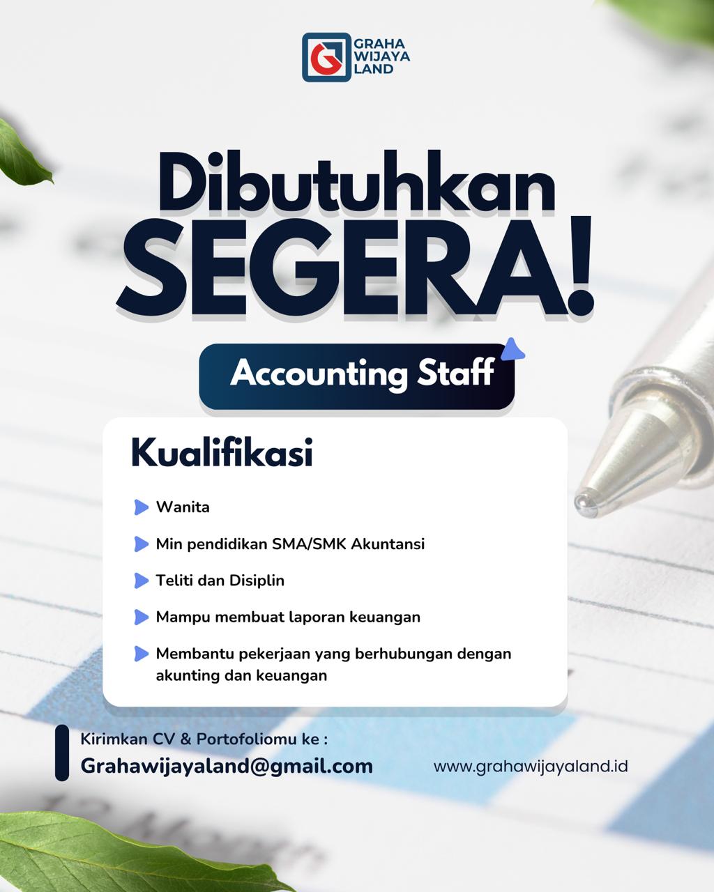 Lowongan Kerja Accounting Staff Di Graha Wijaya Land Lokerjogja Id