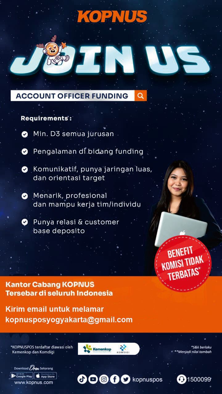 Lowongan Kerja Account Officer Funding di Kopnus Pos Yogyakarta ...