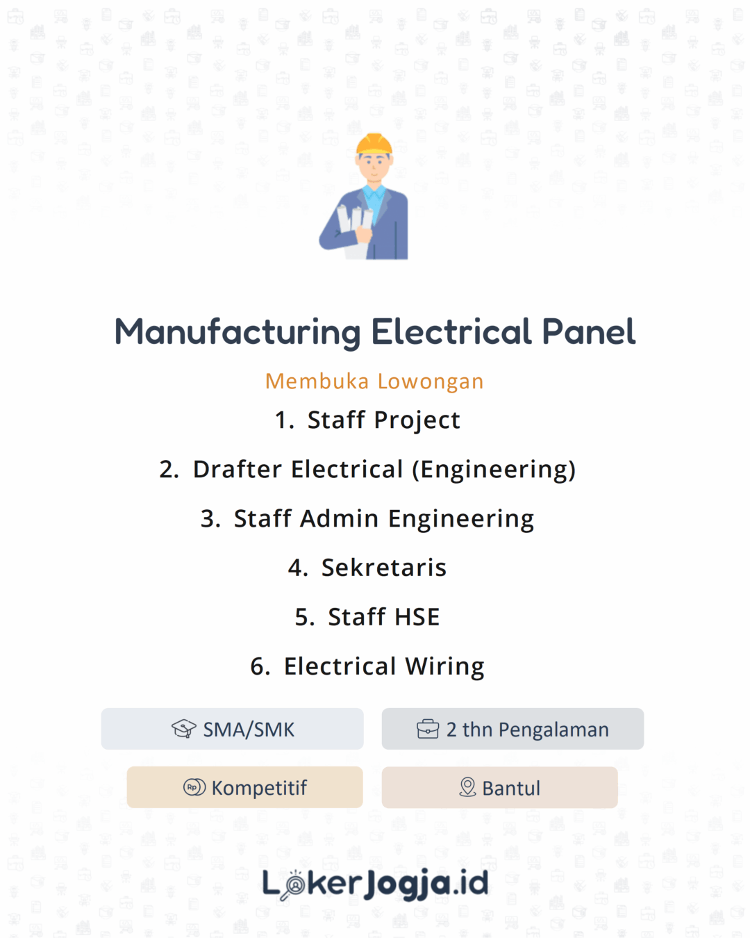 Lowongan Kerja Staff Project - Drafter Electrical (Engineering) - Staff Admin Engineering ...