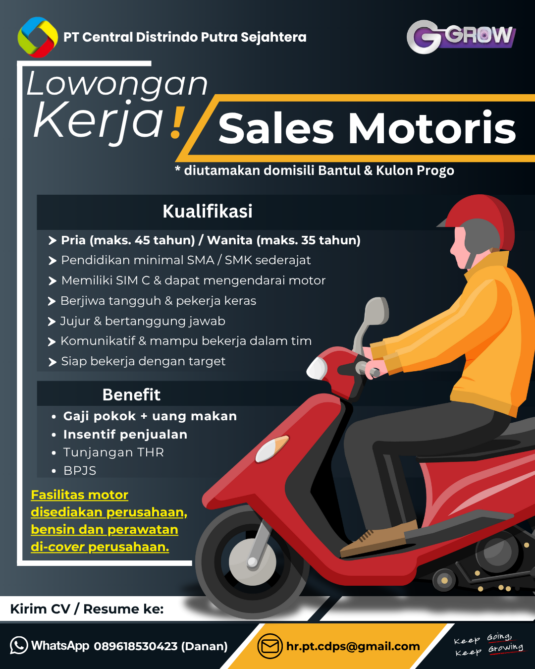 Lowongan Kerja Sales Motoris di PT. Central Distrindo Putra Sejahtera ...