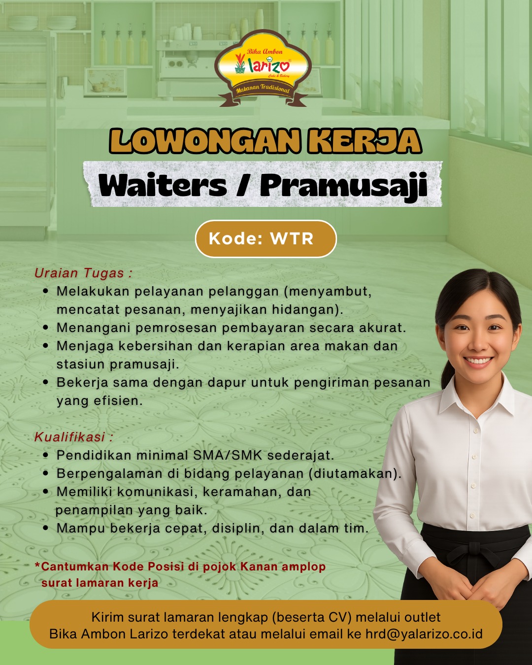 Lowongan Kerja Waiters - Cook Helper - Steward - Produksi - Kasir di PT ...