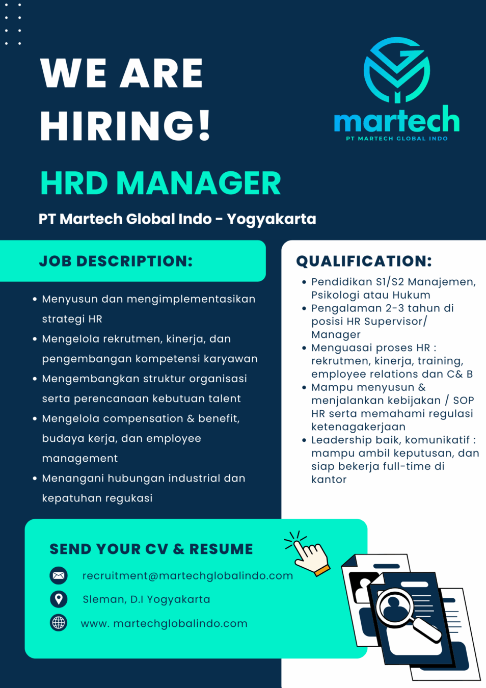 Lowongan Kerja Hrd Manager Di Pt Martech Global Indo Lokerjogja Id