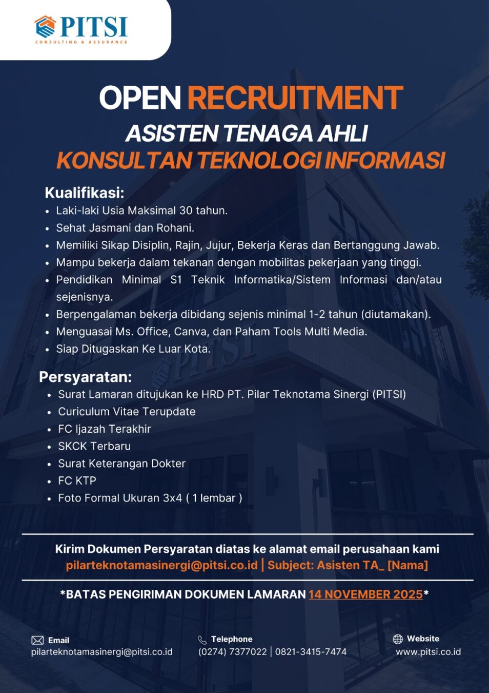 Lowongan Kerja Asisten Tenaga Ahli Konsultan TI di PT. Pilar Teknotama ...