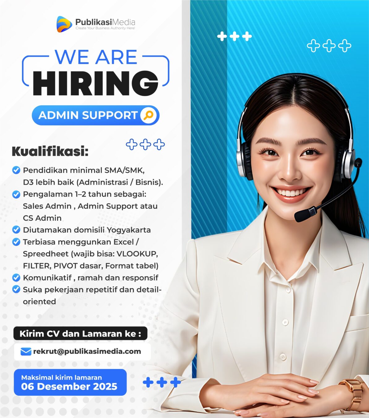 Lowongan Kerja Admin Support di PublikasiMedia - LokerJogja.ID