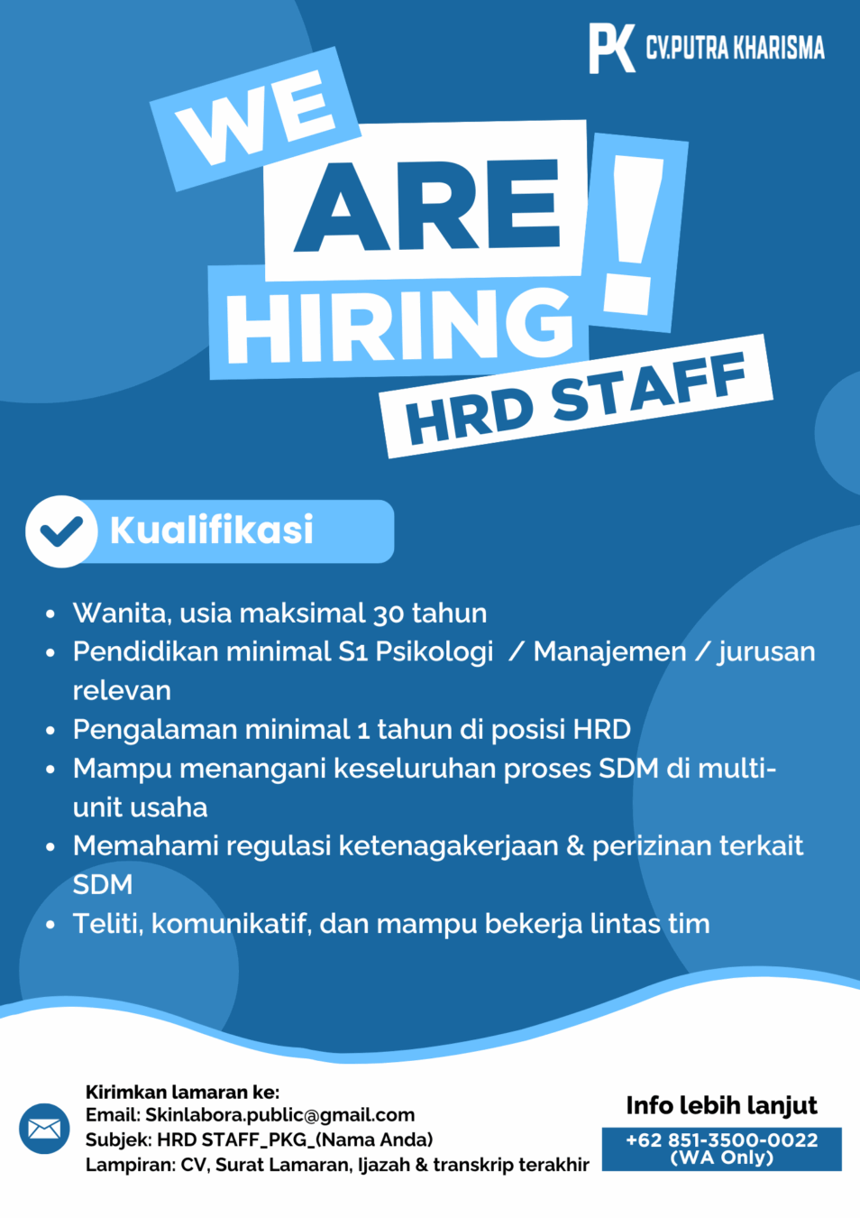 Lowongan Kerja HRD PK Group di Putra Kharisma Group - LokerJogja.ID