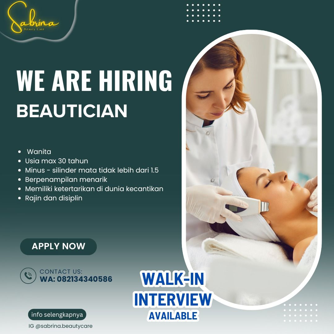 Lowongan Kerja Beautician di Sabrina Beauty Care Yogyakarta - LokerJogja.ID