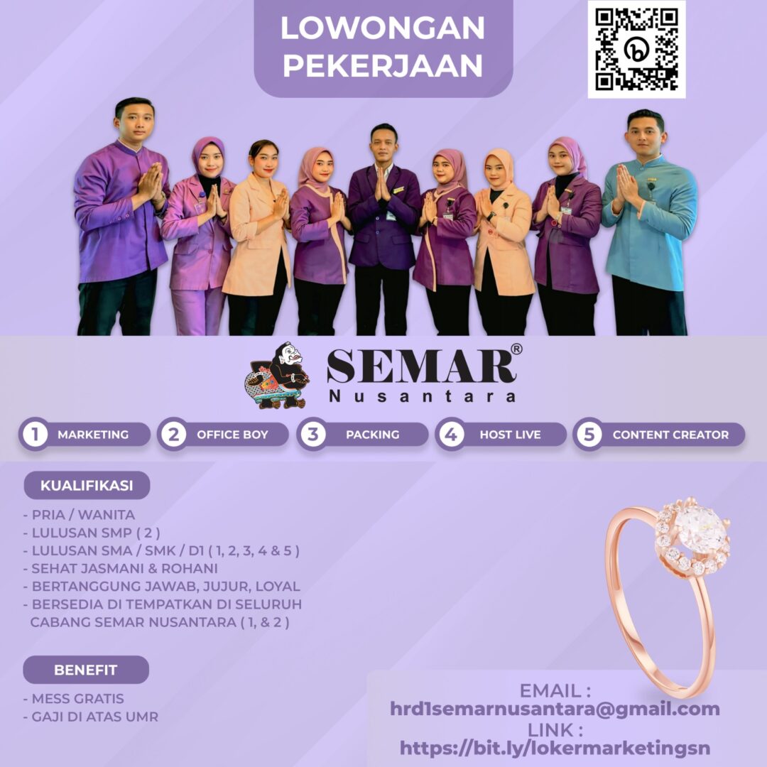 Lowongan Kerja Marketing - Office Boy - Packing - Host Live - Content Creator di Semar Nusantara ...