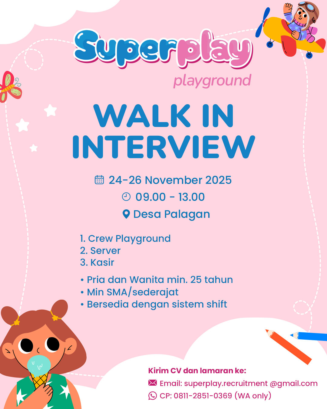 Lowongan Kerja Crew Playground - Server - Kasir di Superplay Playground - LokerJogja.ID