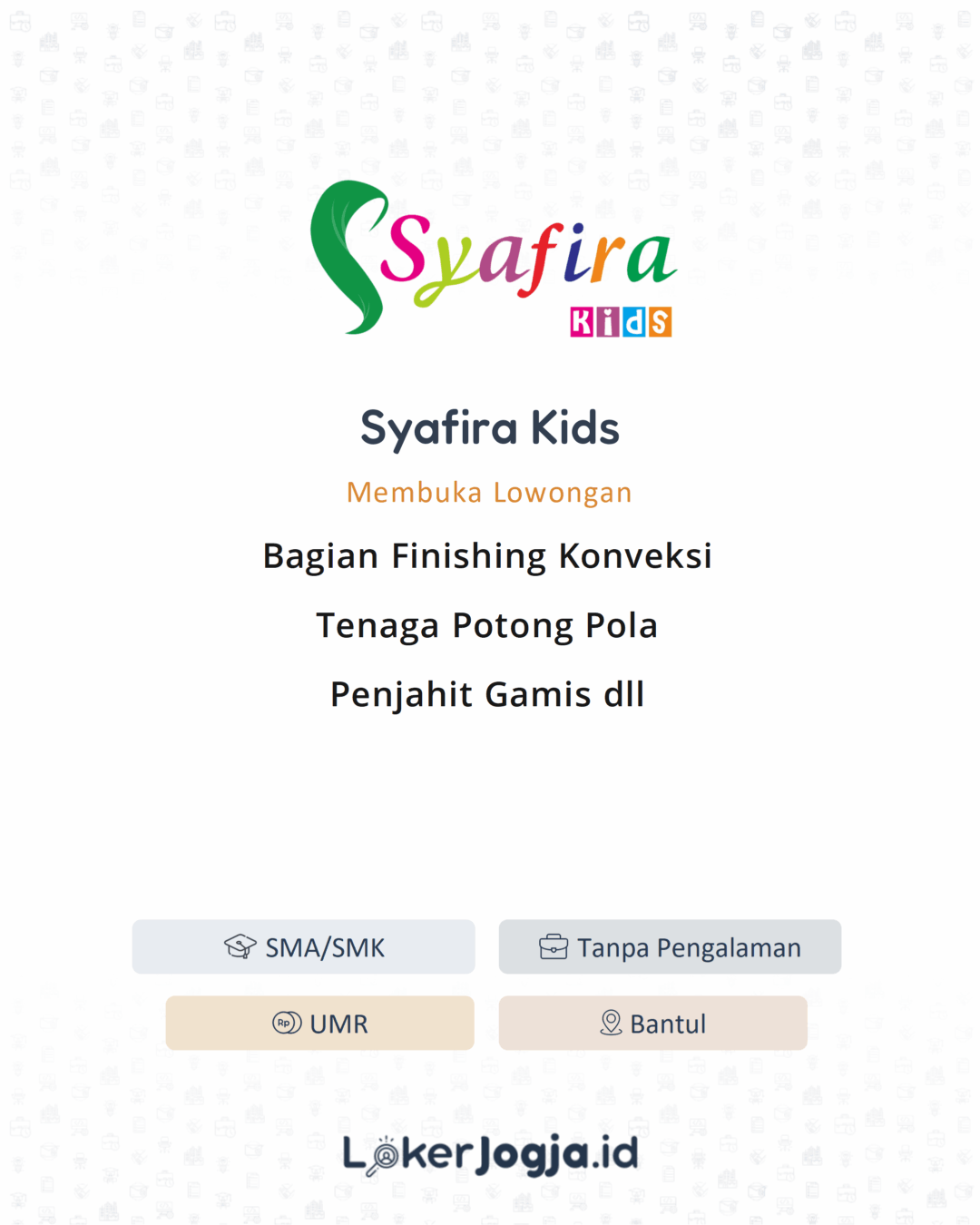 Lowongan Kerja Bagian Finishing Konveksi - Tenaga Potong Pola ...